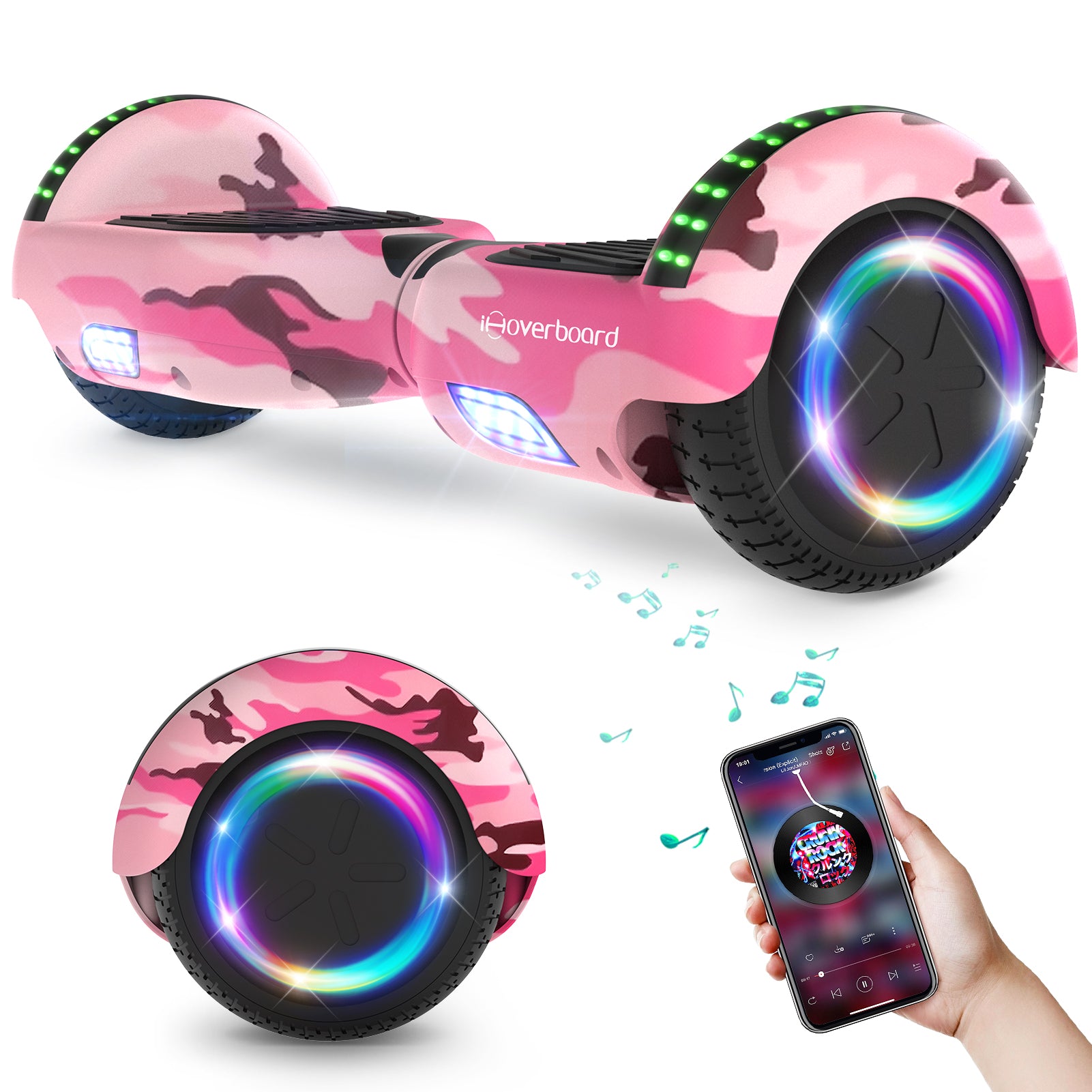 H1 Pink LED Self Balancing Hoverboard 6.5"(700W) | iScooter
